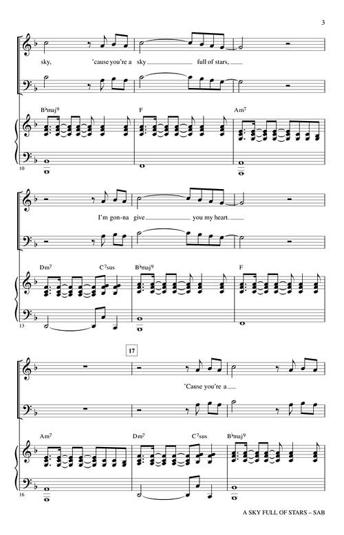 A Sky Full Of Stars (Coldplay) » Spartiti per coro misto - 00139942